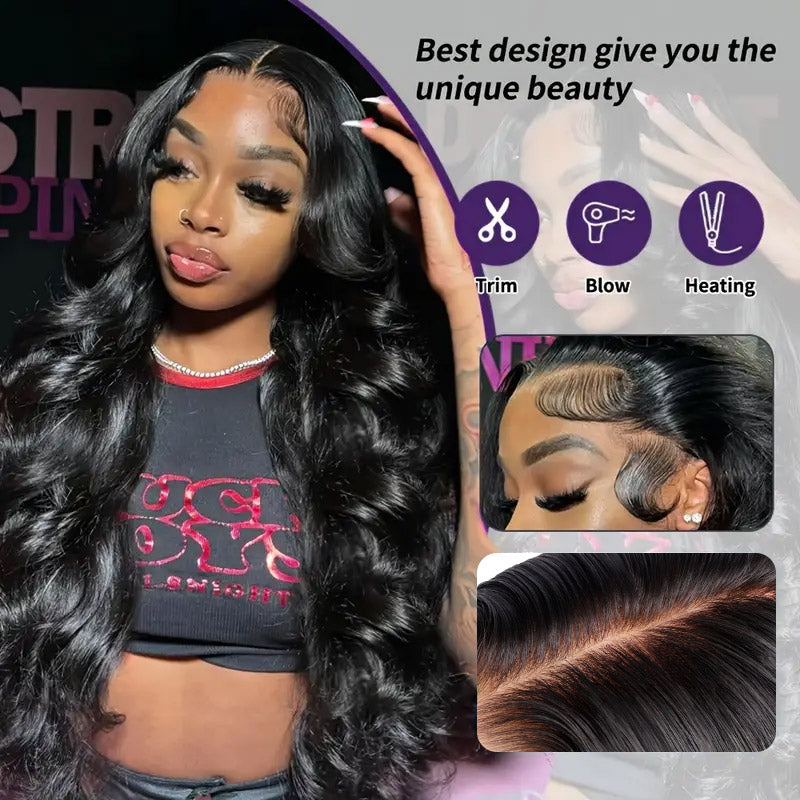 40 Inch Long length Body Wave Human Hair 13x4 Lace Front Wigs Super Lo ...