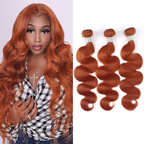 Ginger Weave Bundles Brazilian Body Wave Hair 3 Bundles Human Hair Wea ...