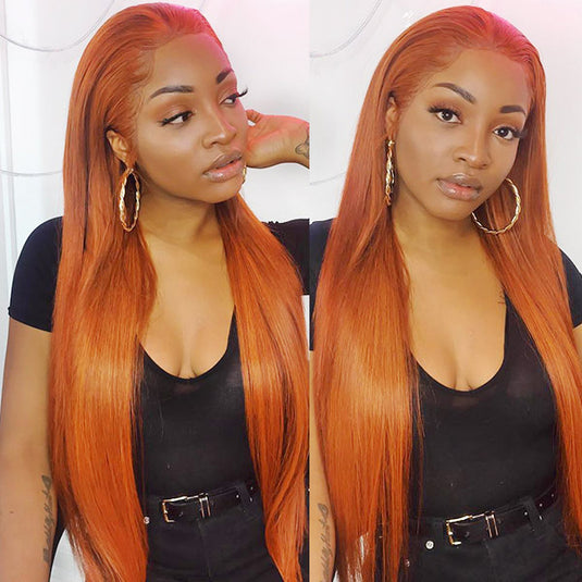 Ginger Lace Front Wig Straight Hair Wig 13x4 Transparent HD Lace Front ...