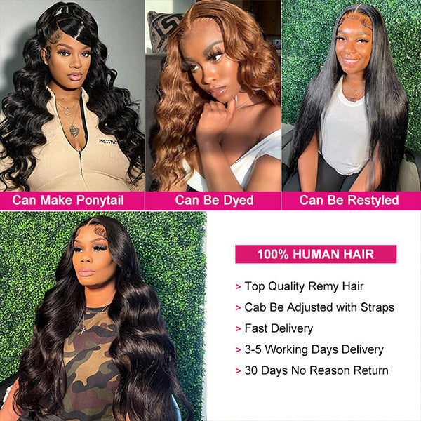 40 Inch Long length Body Wave Human Hair 13x4 Lace Front Wigs Super Lo ...