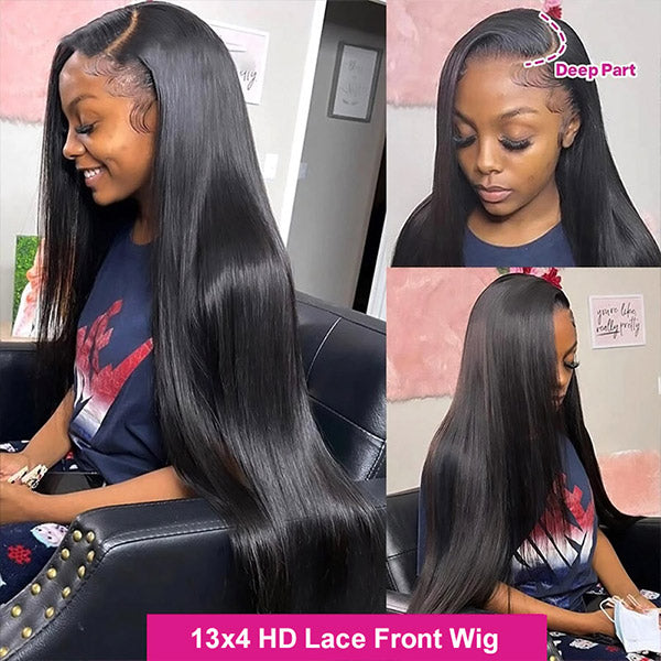 34''-40'' Long Straight Human Hair Wig 13x4 HD Lace Front Wigs Afforda ...