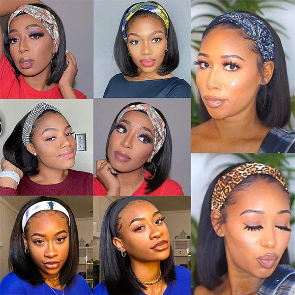 Headband Bob Straight Wigs Short Human Hair Half Wigs – Hairsmarket