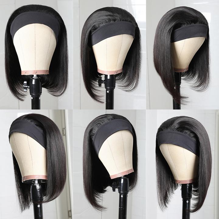Headband Bob Straight Wigs Short Human Hair Half Wigs – Hairsmarket