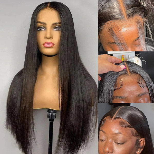 HD Glueless Wigs 4x4 Closure Wig Straight Hair Pre Cut Lace Wigs 30 In ...