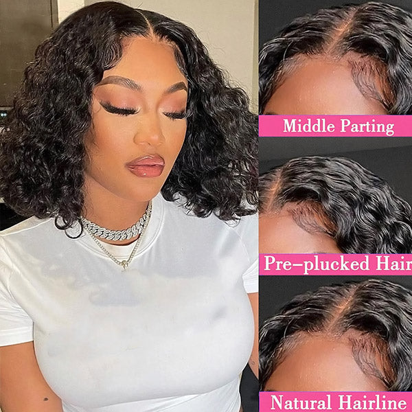 Water Wave Bob Wig 13x4x1 T Part Human Hair Wigs Short Hairstyles ...